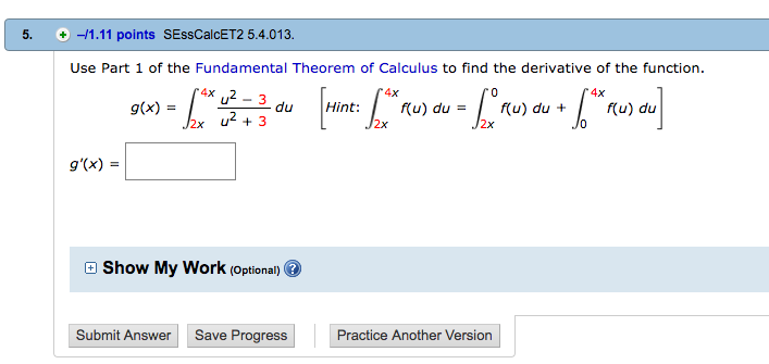 Solved Use Part 1 of the Fundamental Theorem of Calculus to | Chegg.com