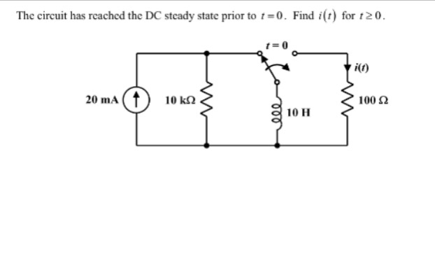 Solved The circuit has reached the DC steady state prior to | Chegg.com