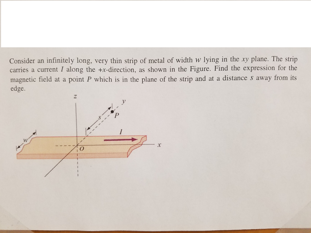 Solved Consider an infinitely long, very thin strip of metal | Chegg.com