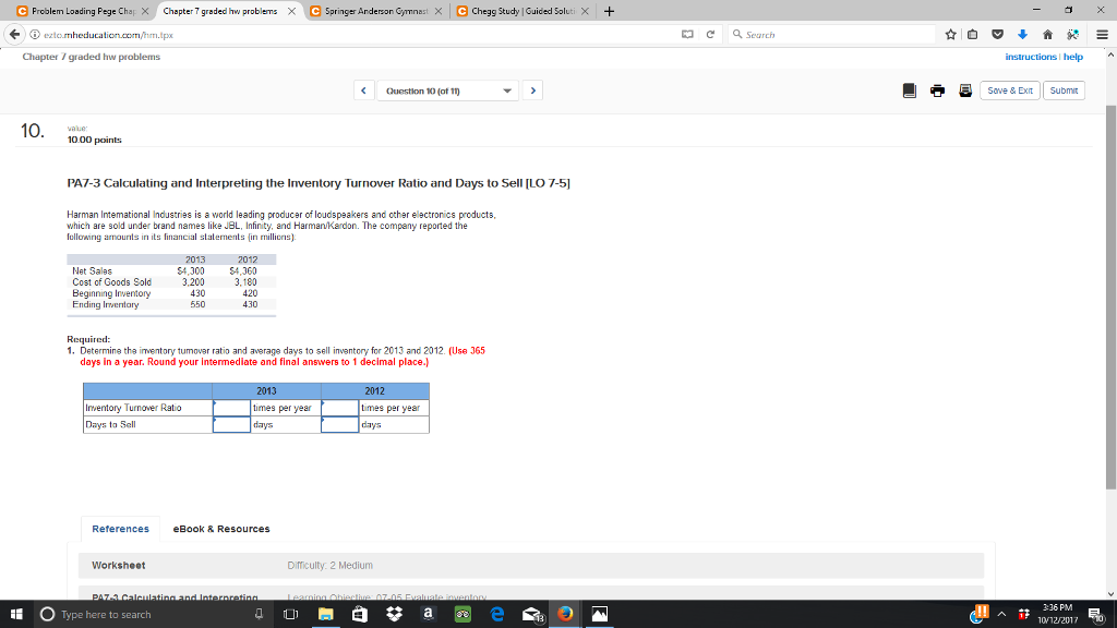 Solved C Problem Loading Pege Ch a × Chapter 7 graded hw | Chegg.com Solved C Problem Loading Pege Ch a × Chapter 7 graded hw | Chegg.com