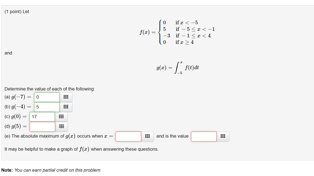Solved (1 point) Let ( 0 if x