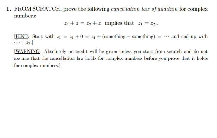 Solved 1. FROM SCRATCH, prove the following cancellation law | Chegg.com