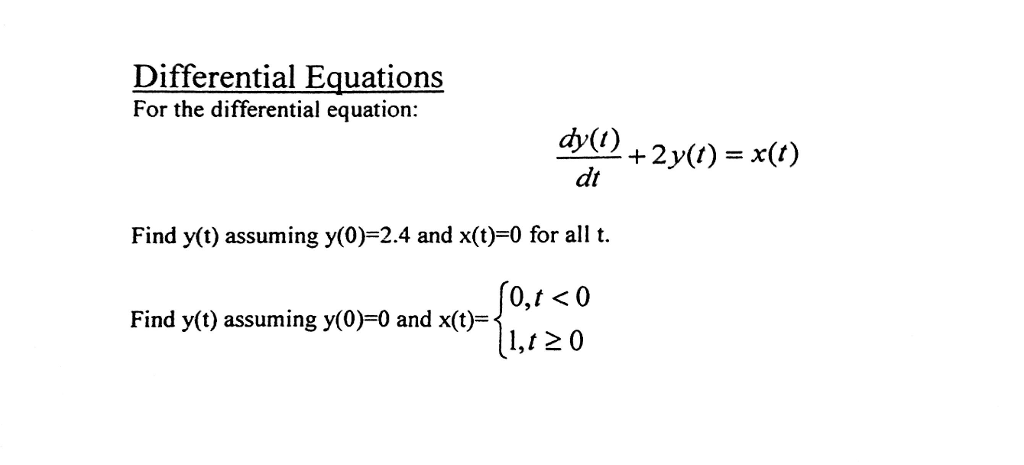 Solved Differential Equations For the differential | Chegg.com