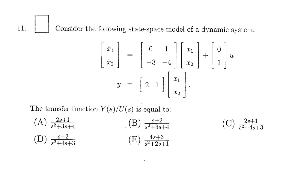Solved Consider the following state-space model of a dynamic | Chegg.com