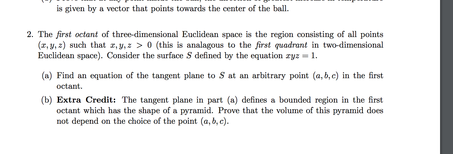 Solved The first octant of three-dimensional Euclidean space | Chegg.com