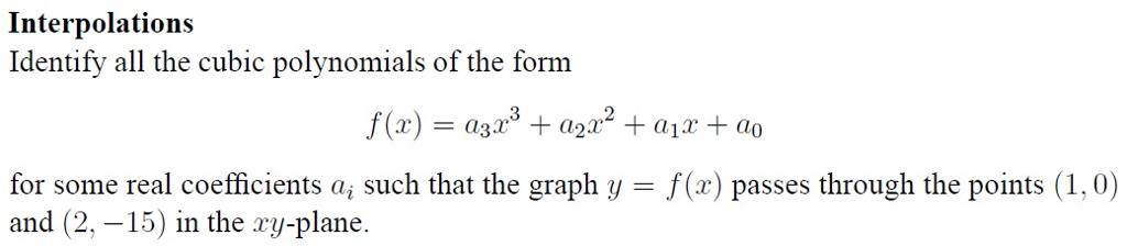 Solved Interpolations Identify all the cubic polynomials of | Chegg.com
