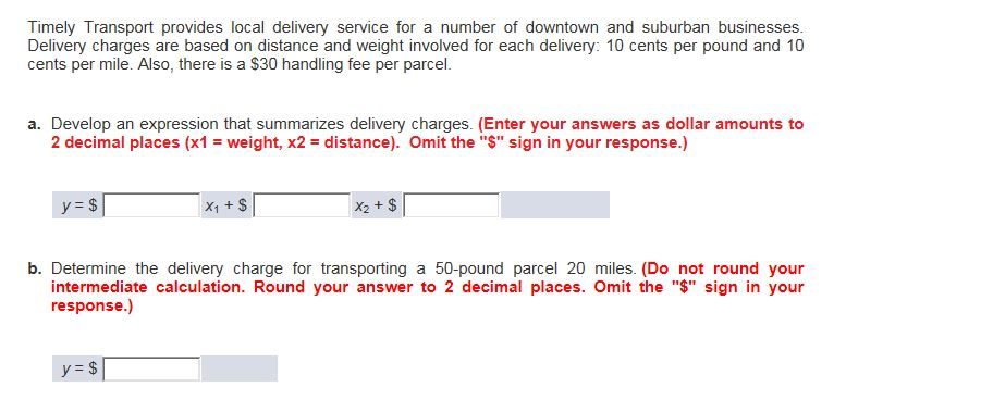 Timely Transport provides local delivery service for | Chegg.com
