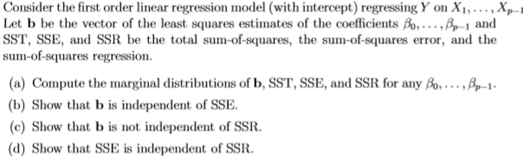 Consider the first order linear regression model | Chegg.com