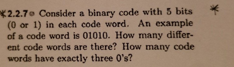 Solved 米227 Consider A Binary Code With 5 Bits 0 Or 1 In 