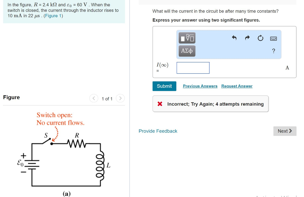 Solved In the figure, R 2.4 kS2 and E 60 V. When the switch | Chegg.com