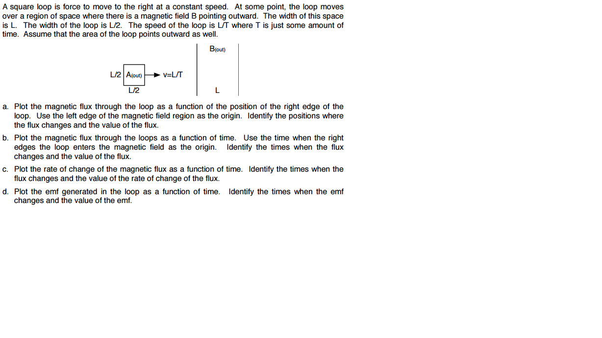 Solved A square loop is force to move to the right at a | Chegg.com