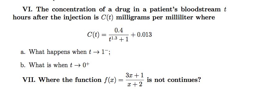 Solved The concentration of a drug in a patient's | Chegg.com