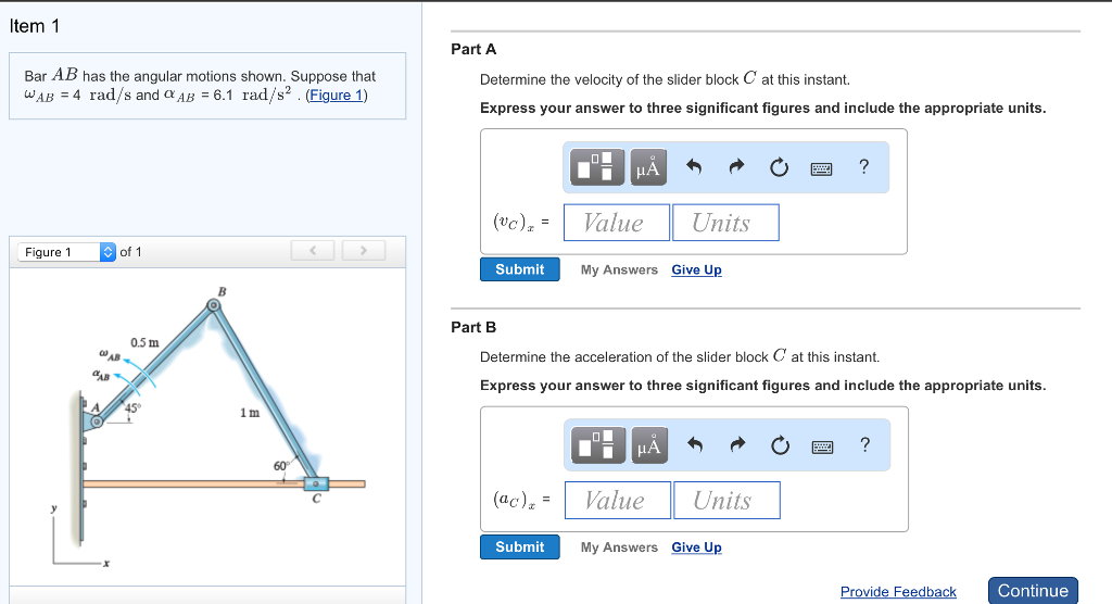 Solved Bar AB has the angular motions shown. Suppose that | Chegg.com