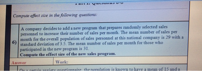 Solved Compute effect size in the following questions: A | Chegg.com