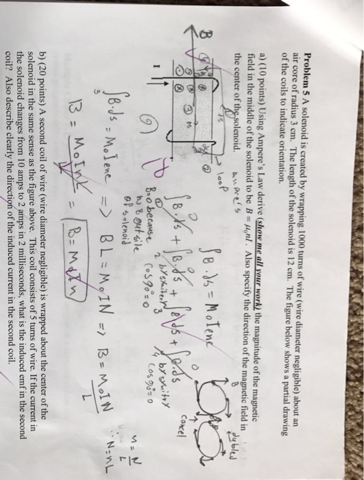 Solved A solenoid is created by wrapping 1000 turns of wire | Chegg.com