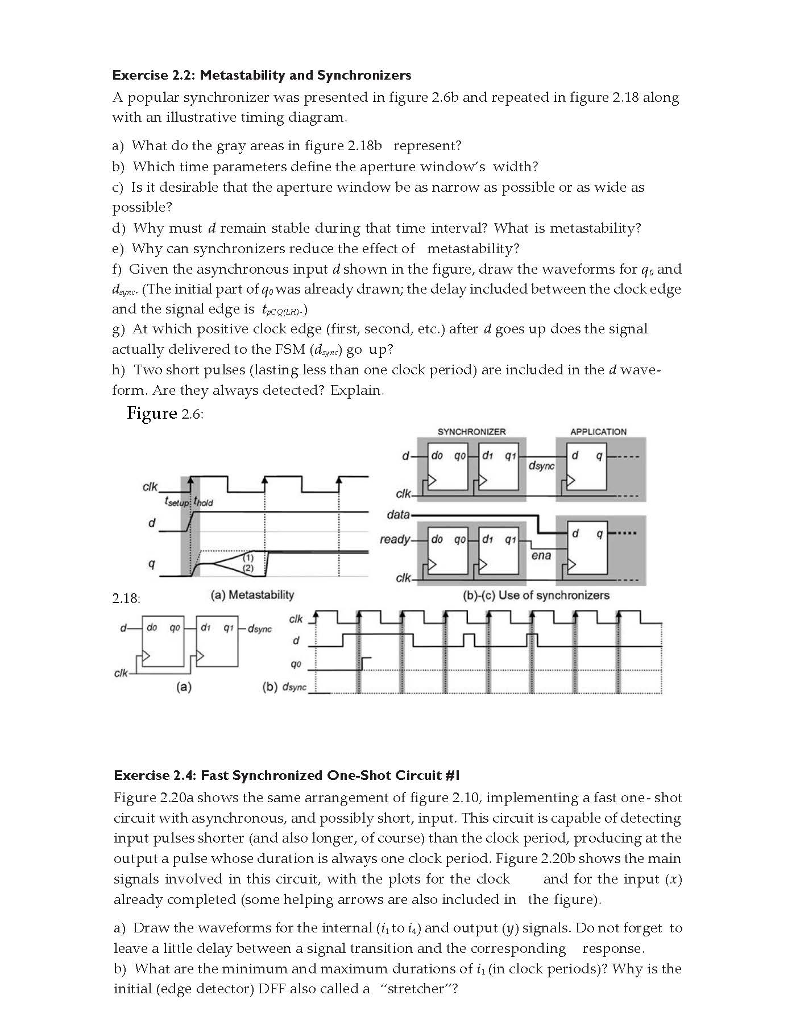 Solved Exercise 2.2: Metastability and synchronizers A | Chegg.com