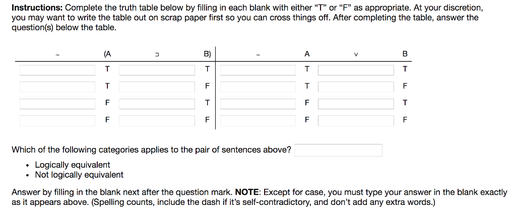 Solved Instructions: Complete the truth table below by | Chegg.com