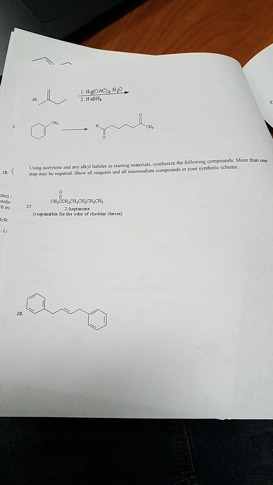 Solved .HgOAC2 H2O 2. NaBH 26. CH CH) Using acetylene and | Chegg.com
