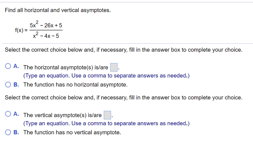 Solved Find All Horizontal And Vertical Asymptotes F X