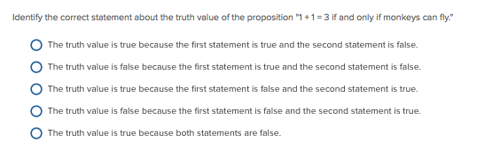 Solved Identify the correct statement about the truth value | Chegg.com
