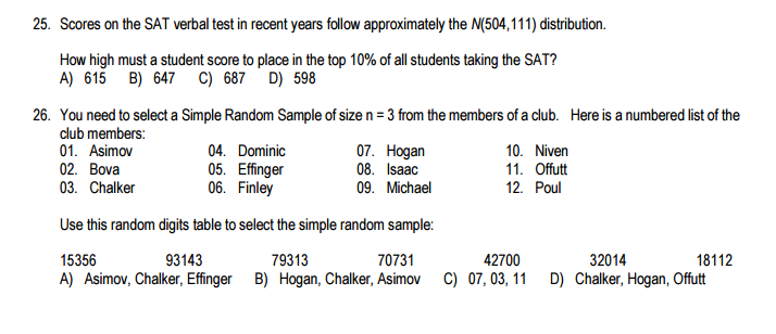 Solved 25. Scores on the SAT verbal test in recent years | Chegg.com