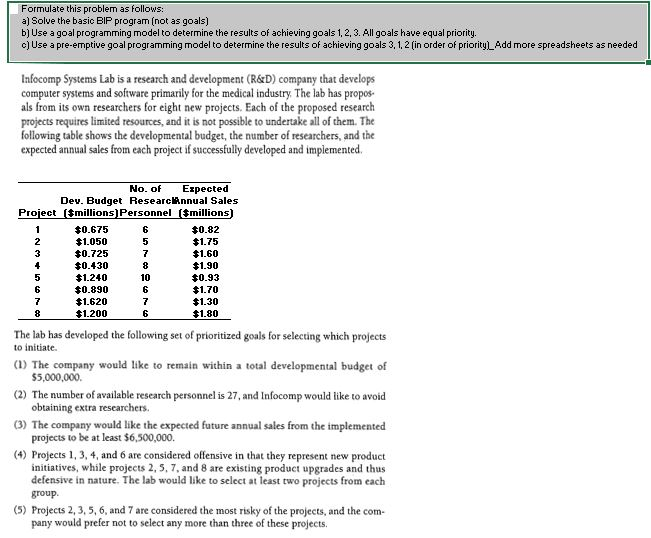 Formulate this problem as follows: Solve the basic | Chegg.com