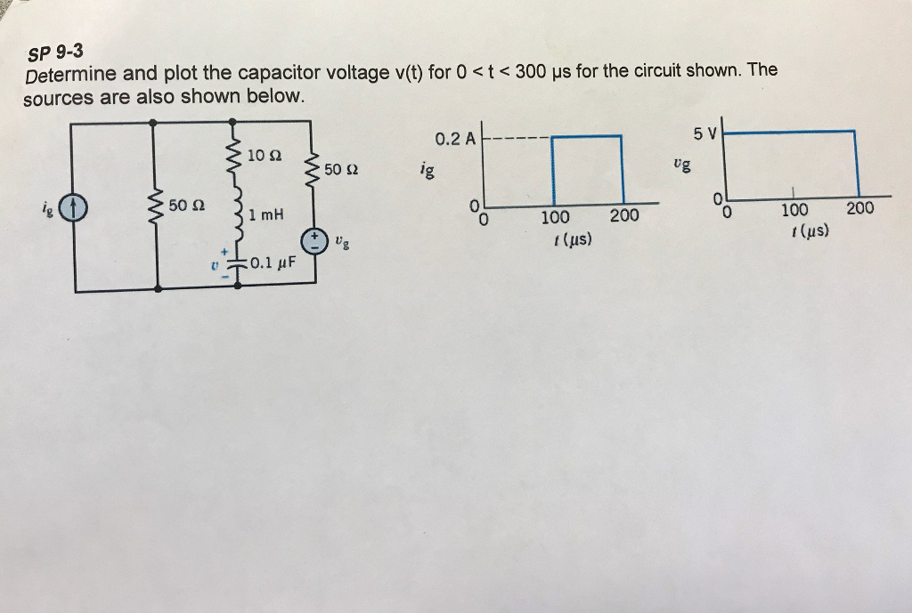 Solved SP 9-3 Determine and plot the capacitor voltage v(t) | Chegg.com