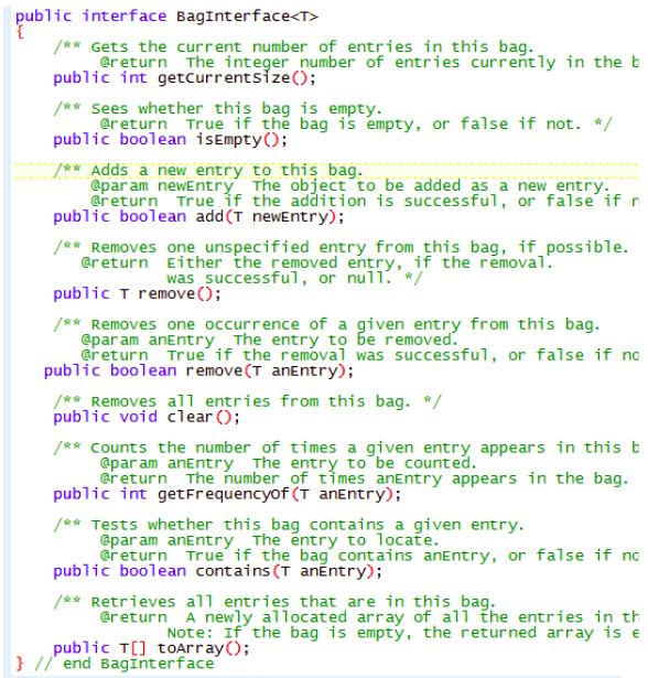Solved Public Interface Baginterface 
