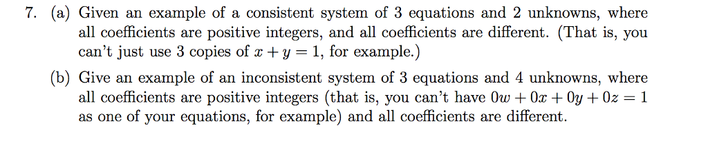 Solved (a) Given an example of a consistent system of 3 | Chegg.com