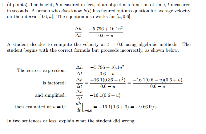 Solved The height, h measured in feet, of an object is a | Chegg.com