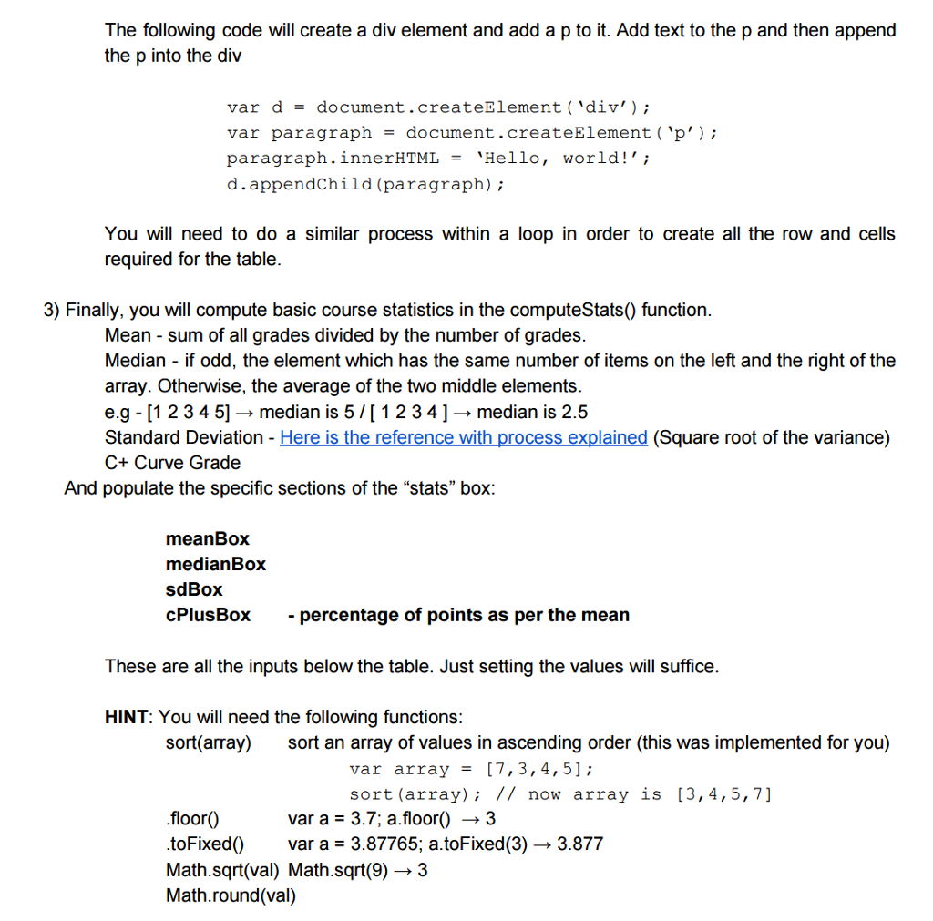 Solved 1) generateGrades0 will, for each student of the | Chegg.com