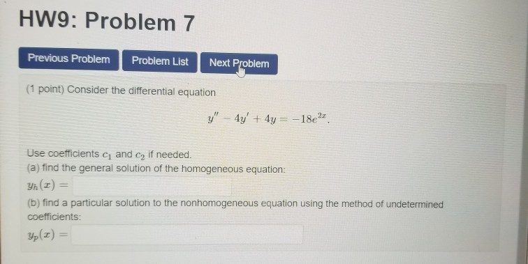 Solved HW9: Problem 7 Previous Problem Problem List Next | Chegg.com