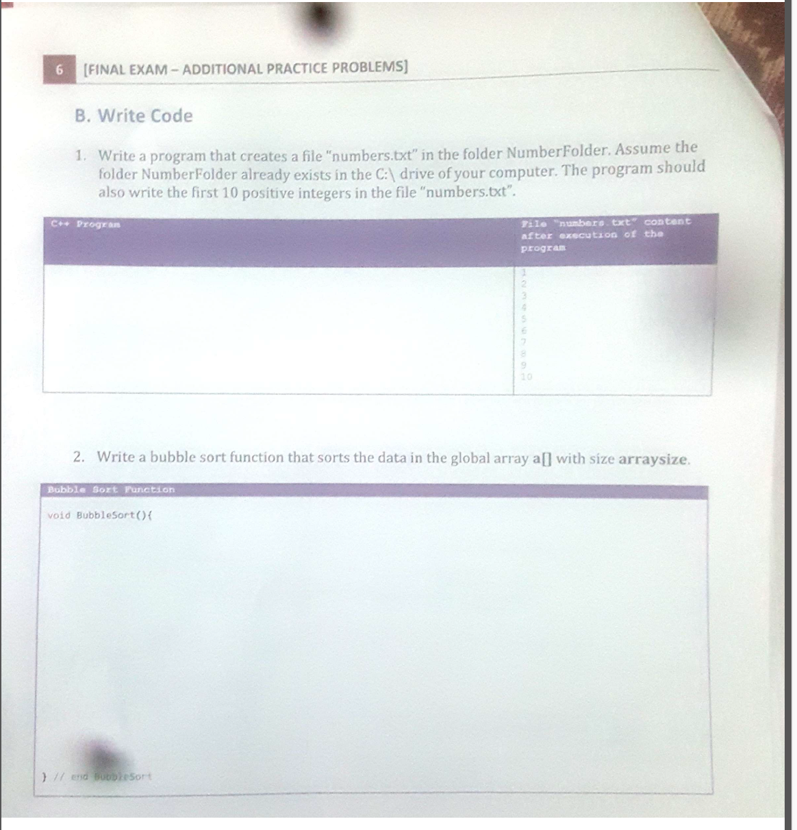 Solved Write a program that creates a file "numbers.txt" in | Chegg.com