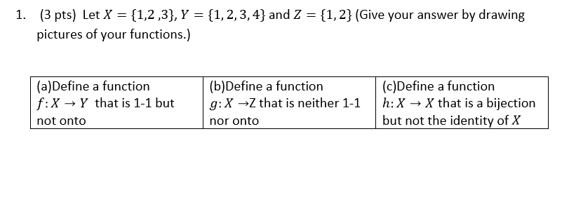 Solved (3 pts) Let X-(1,2,3), Y = {1, 2, 3, 4} and Z | Chegg.com