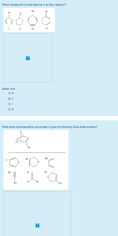 Solved Which compound is most reactive in an SN1 reaction? | Chegg.com