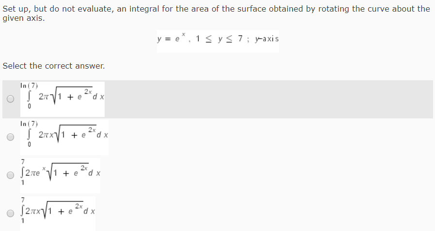 Solved Set up, but do not evaluate, an integral for the area | Chegg.com