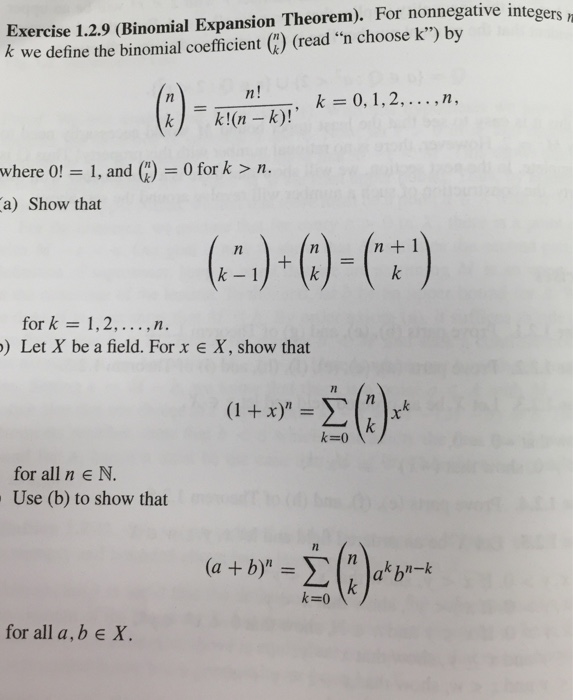 Solved For nonnegative integers k we define the binomial | Chegg.com Solved For nonnegative integers k we define the binomial | Chegg.com