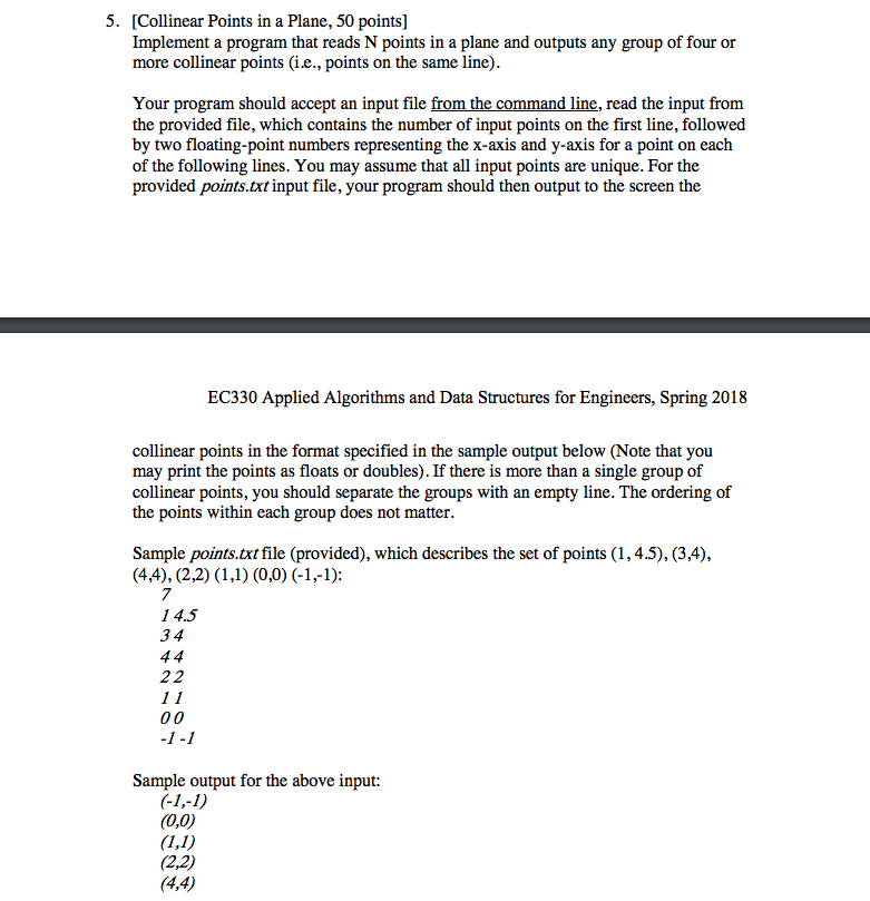 Solved 5. [Collinear Points in a Plane, 50 points] Implement | Chegg.com