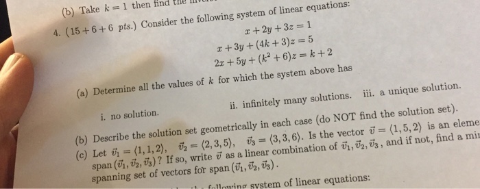 Solved Consider The Following System Of Linear Equations X