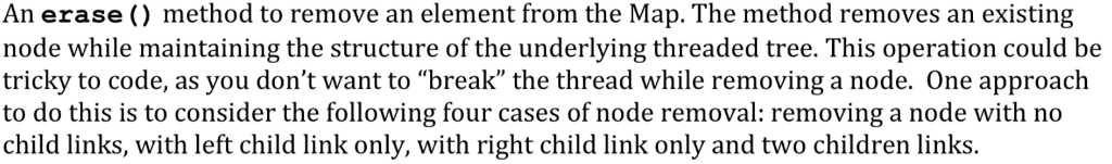 An erase () method to remove an element from the Map. | Chegg.com