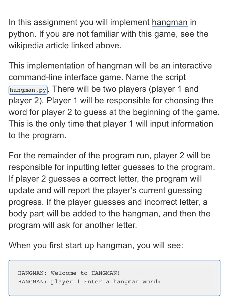 Solved In this assignment you will implement hangman in | Chegg.com