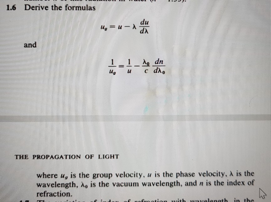 Solved 1.6 Derive the formulas LA and THE PROPAGATION OF | Chegg.com