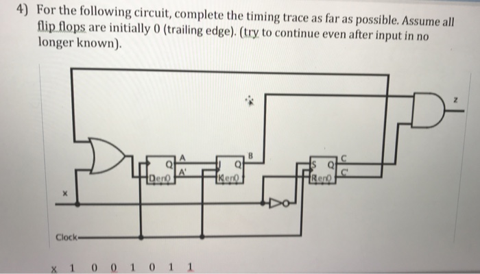 Solved For the following circuit, complete the timing trace | Chegg.com