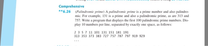 Solved Comprehensive 6.26 (Palindromic prime) A Palindromic | Chegg.com