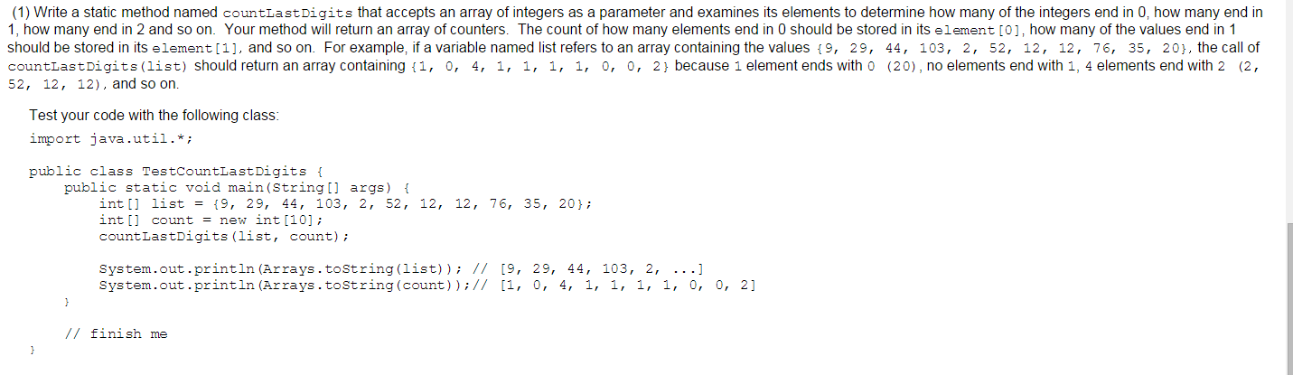 Solved Write A Static Method Named Countlastdigits That