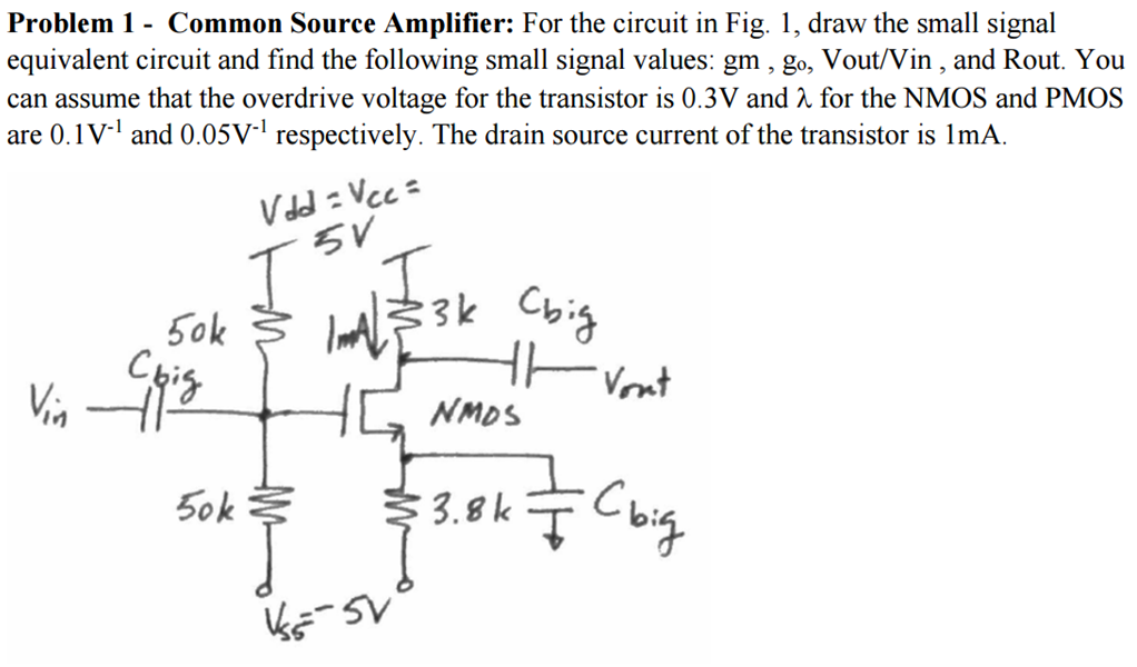 Solved Common Source Amplifier For The Circuit In Fig 1