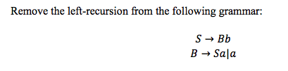 Solved Remove the left-recursion from the following grammar: | Chegg.com
