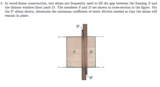 Solved 5. In wood-frame construction, two shims are | Chegg.com