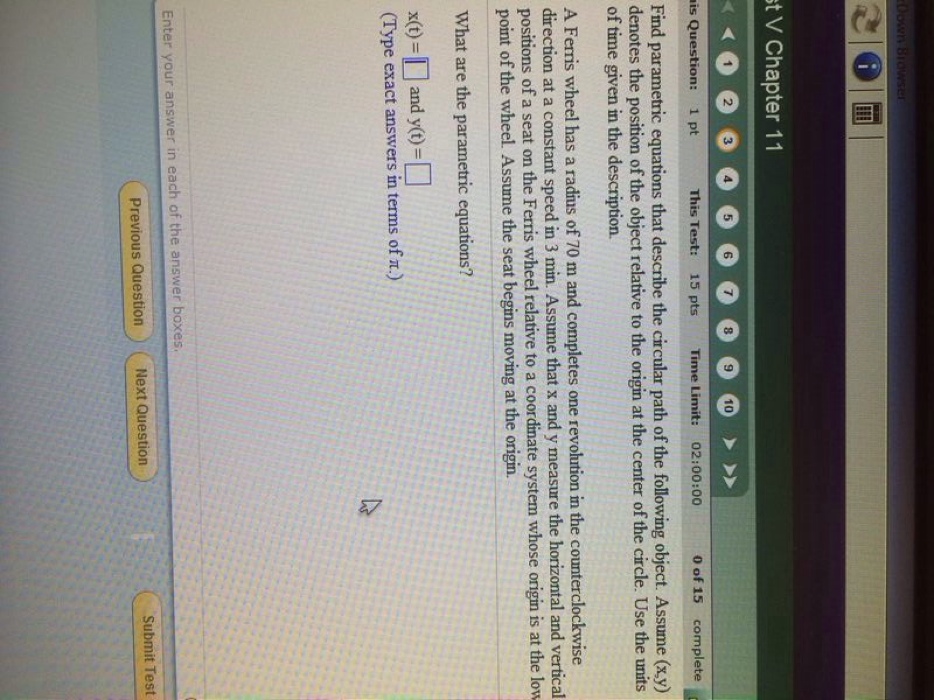 Solved Find parametric equations that describe the circular | Chegg.com