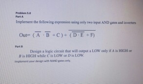 Solved Implement the following expression using only two | Chegg.com